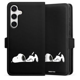 DeinDesign Galaxy S24+ Handy Klapph&uuml;lle Handyh&uuml;lle aus Kunst Leder schwarz Flip Case Official Licensed Product Snoopy Peanuts Sideflip mit Lasche