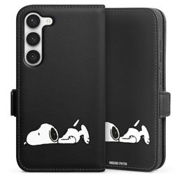 DeinDesign Galaxy S23 Handy Klapph&uuml;lle Handyh&uuml;lle aus Kunst Leder schwarz Flip Case Official Licensed Product Snoopy Peanuts Sideflip mit Lasche