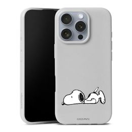 DeinDesign iPhone 16 Pro Handy Silikon H&uuml;lle Case wei&szlig; Handyh&uuml;lle Official Licensed Product Snoopy Peanuts Silikon Case