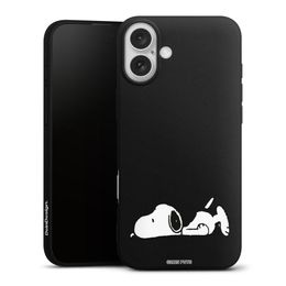 DeinDesign iPhone 16 Plus Handy Premium Silikon H&uuml;lle Handyh&uuml;lle schwarz Case Official Licensed Product Snoopy Peanuts Silikon Premium Case