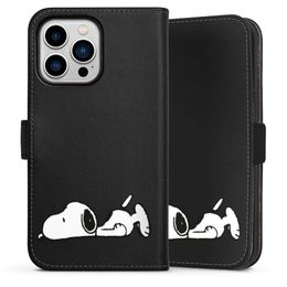 DeinDesign iPhone 13 Pro Handy Klapph&uuml;lle Handyh&uuml;lle aus Kunst Leder schwarz Flip Case Official Licensed Product Snoopy Peanuts Sideflip mit Lasche