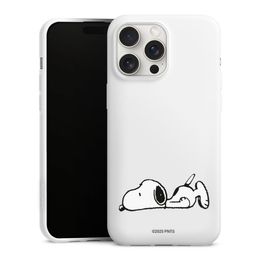 DeinDesign iPhone 15 Pro Max Handy Silikon H&uuml;lle Case wei&szlig; Handyh&uuml;lle Official Licensed Product Snoopy Peanuts Silikon Case