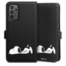 DeinDesign Galaxy A23 5G Handy Klapph&uuml;lle Handyh&uuml;lle aus Kunst Leder schwarz Flip Case Official Licensed Product Snoopy Peanuts Sideflip mit Lasche