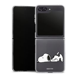 DeinDesign Galaxy Z Flip 5 Handy Hard Case Schutzh&uuml;lle transparent Smartphone Handy H&uuml;lle Peanuts Snoopy Official Licensed Product Hard Case