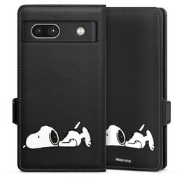 DeinDesign Google Pixel 7a Handy Klapph&uuml;lle Handyh&uuml;lle aus Kunst Leder schwarz Flip Case Official Licensed Product Snoopy Peanuts Sideflip mit Lasche