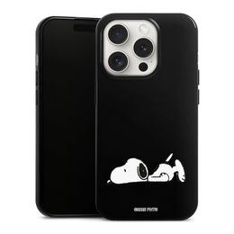 DeinDesign iPhone 15 Pro Handy Slim Case extra d&uuml;nn Silikon Handyh&uuml;lle schwarz H&uuml;lle Official Licensed Product Snoopy Peanuts Silikon Slim Case