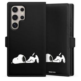 DeinDesign Galaxy S24 Ultra Handy Klapph&uuml;lle Handyh&uuml;lle aus Kunst Leder schwarz Flip Case Official Licensed Product Snoopy Peanuts Sideflip mit Lasche