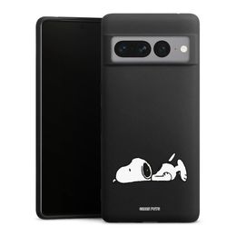 DeinDesign Google Pixel 7 Pro Handy Premium Silikon H&uuml;lle Handyh&uuml;lle schwarz Case Official Licensed Product Snoopy Peanuts Silikon Premium Case