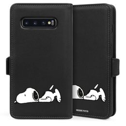 DeinDesign Galaxy S10 Handy Klapph&uuml;lle Handyh&uuml;lle aus Kunst Leder schwarz Flip Case Official Licensed Product Snoopy Peanuts Sideflip mit Lasche