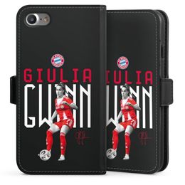 DeinDesign iPhone 8 Handy Klapph&uuml;lle Handyh&uuml;lle aus Kunst Leder schwarz Flip Case Fc Bayern M&uuml;nchen Giulia Gwinn Official Licensed Product Sideflip mit Lasche