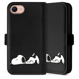 DeinDesign iPhone 16e Handy Klapph&uuml;lle Handyh&uuml;lle aus Kunst Leder schwarz Flip Case Official Licensed Product Snoopy Peanuts Sideflip mit Lasche