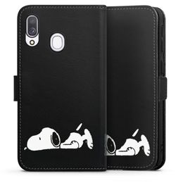DeinDesign Galaxy A40 Handy Klapph&uuml;lle Handyh&uuml;lle aus Kunst Leder schwarz Flip Case Official Licensed Product Snoopy Peanuts Sideflip mit Lasche