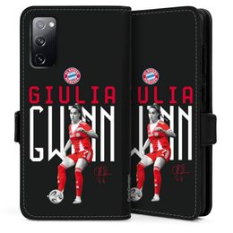 DeinDesign Galaxy S20 Handy Klapph&uuml;lle Handyh&uuml;lle aus Kunst Leder schwarz Flip Case Fc Bayern M&uuml;nchen Giulia Gwinn Official Licensed Product Sideflip mit Lasche