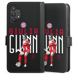 DeinDesign Galaxy A32 4G Handy Klapph&uuml;lle Handyh&uuml;lle aus Kunst Leder schwarz Flip Case Fc Bayern M&uuml;nchen Official Licensed Product Giulia Gwinn Sideflip mit 