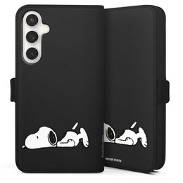 DeinDesign Galaxy S24 FE 5G Handy Klapph&uuml;lle Handyh&uuml;lle aus Kunst Leder schwarz Flip Case Official Licensed Product Snoopy Peanuts Sideflip mit Lasche