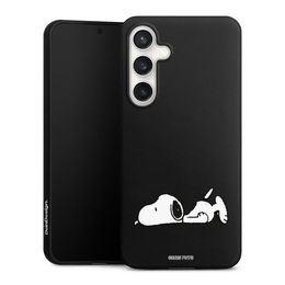 DeinDesign Galaxy S24 FE 5G Handy Premium Silikon H&uuml;lle Handyh&uuml;lle schwarz Case Official Licensed Product Snoopy Peanuts Silikon Premium Case