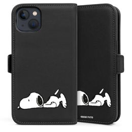 DeinDesign iPhone 13 Handy Klapph&uuml;lle Handyh&uuml;lle aus Kunst Leder schwarz Flip Case Official Licensed Product Snoopy Peanuts Sideflip mit Lasche