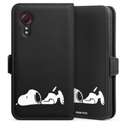 DeinDesign Galaxy XCover 5 EE Handy Klapph&uuml;lle Handyh&uuml;lle aus Kunst Leder schwarz Flip Case Official Licensed Product Peanuts Snoopy Sideflip mit Lasche