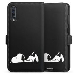 DeinDesign Galaxy A70 Handy Klapph&uuml;lle Handyh&uuml;lle aus Kunst Leder schwarz Flip Case Official Licensed Product Snoopy Peanuts Sideflip mit Lasche
