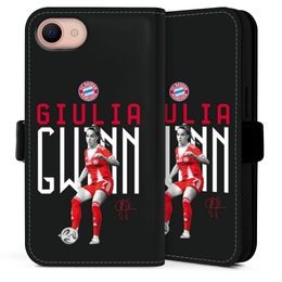 DeinDesign iPhone 17e Handy Klapph&uuml;lle Handyh&uuml;lle aus Kunst Leder schwarz Flip Case Fc Bayern M&uuml;nchen Official Licensed Product Giulia Gwinn Sideflip mit Lasche