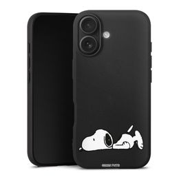 DeinDesign iPhone 17 Handy Premium Silikon H&uuml;lle Handyh&uuml;lle schwarz Case Official Licensed Product Snoopy Peanuts Silikon Premium Case