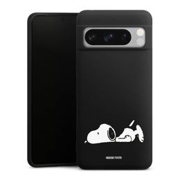 DeinDesign Google Pixel 8 Pro Handy Premium Silikon H&uuml;lle Handyh&uuml;lle schwarz Case Official Licensed Product Snoopy Peanuts Silikon Premium Case