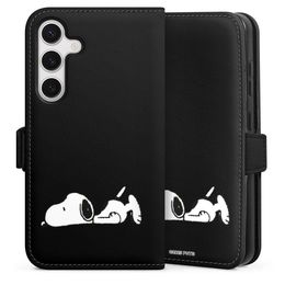 DeinDesign Galaxy S24 Handy Klapph&uuml;lle Handyh&uuml;lle aus Kunst Leder schwarz Flip Case Official Licensed Product Snoopy Peanuts Sideflip mit Lasche
