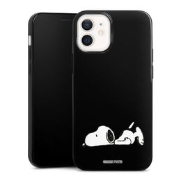 DeinDesign iPhone 12 mini Handy Slim Case extra d&uuml;nn Silikon Handyh&uuml;lle schwarz H&uuml;lle Official Licensed Product Snoopy Peanuts Silikon Slim Case