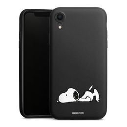DeinDesign iPhone Xr Handy Premium Silikon H&uuml;lle Handyh&uuml;lle schwarz Case Official Licensed Product Snoopy Peanuts Silikon Premium Case