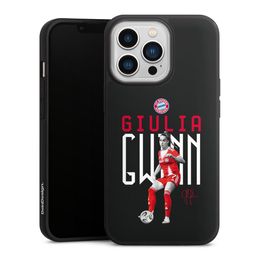 DeinDesign iPhone 13 Pro Handy Premium Silikon H&uuml;lle Handyh&uuml;lle schwarz Case Fc Bayern M&uuml;nchen Official Licensed Product Giulia Gwinn Silikon Premium Case