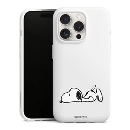 DeinDesign iPhone 15 Pro Handy Silikon H&uuml;lle Case wei&szlig; Handyh&uuml;lle Official Licensed Product Snoopy Peanuts Silikon Case