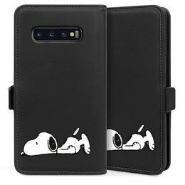 DeinDesign Galaxy S10 Plus Handy Klapph&uuml;lle Handyh&uuml;lle aus Kunst Leder schwarz Flip Case Official Licensed Product Snoopy Peanuts Sideflip mit Lasche