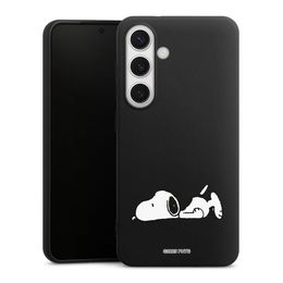 DeinDesign Galaxy S24 Handy Premium Silikon H&uuml;lle Handyh&uuml;lle schwarz Case Official Licensed Product Snoopy Peanuts Silikon Premium Case