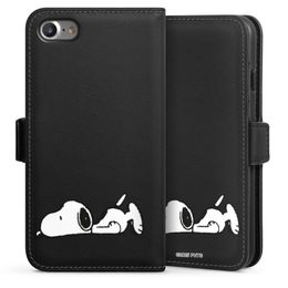 DeinDesign iPhone 8 Handy Klapph&uuml;lle Handyh&uuml;lle aus Kunst Leder schwarz Flip Case Peanuts Snoopy Official Licensed Product Sideflip mit Lasche