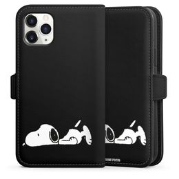 DeinDesign iPhone 11 Pro Handy Klapph&uuml;lle Handyh&uuml;lle aus Kunst Leder schwarz Flip Case Official Licensed Product Snoopy Peanuts Sideflip mit Lasche