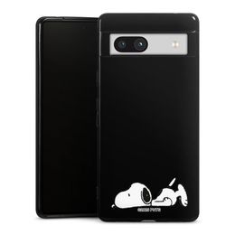 DeinDesign Google Pixel 7a Handy Silikon H&uuml;lle Case schwarz Handyh&uuml;lle Official Licensed Product Snoopy Peanuts