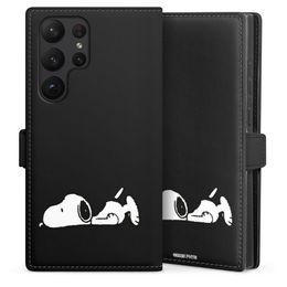 DeinDesign Galaxy S23 Ultra Handy Klapph&uuml;lle Handyh&uuml;lle aus Kunst Leder schwarz Flip Case Official Licensed Product Snoopy Peanuts Sideflip mit Lasche