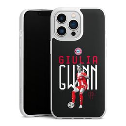 DeinDesign iPhone 13 Pro Handy Silikon H&uuml;lle Case wei&szlig; Handyh&uuml;lle Fc Bayern M&uuml;nchen Official Licensed Product Giulia Gwinn Silikon Case