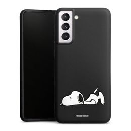 DeinDesign Galaxy S21 5G Handy Premium Silikon H&uuml;lle Handyh&uuml;lle schwarz Case Official Licensed Product Snoopy Peanuts Silikon Premium Case
