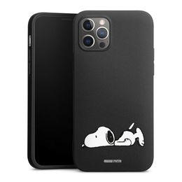 DeinDesign iPhone 12 Pro Handy Premium Silikon H&uuml;lle Handyh&uuml;lle schwarz Case Official Licensed Product Snoopy Peanuts Silikon Premium Case