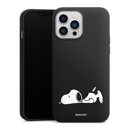 DeinDesign iPhone 13 Pro Max Handy Premium Silikon H&uuml;lle Handyh&uuml;lle schwarz Case Official Licensed Product Snoopy Peanuts Silikon Premium Case