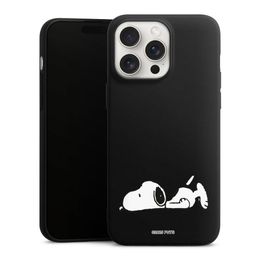 DeinDesign iPhone 15 Pro Max Handy Premium Silikon H&uuml;lle Handyh&uuml;lle schwarz Case Official Licensed Product Snoopy Peanuts Silikon Premium Case
