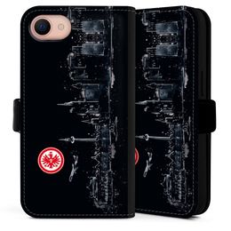 DeinDesign iPhone 16e Handy Klapph&uuml;lle Handyh&uuml;lle aus Kunst Leder schwarz Flip Case Skyline Eintracht Frankfurt Sge Sideflip mit Lasche