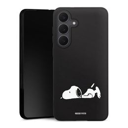 DeinDesign Galaxy S25 FE Handy Premium Silikon H&uuml;lle Handyh&uuml;lle schwarz Case Official Licensed Product Snoopy Peanuts Silikon Premium Case