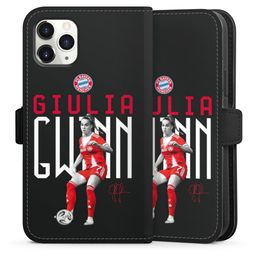 DeinDesign iPhone 11 Pro Handy Klapph&uuml;lle Handyh&uuml;lle aus Kunst Leder schwarz Flip Case Fc Bayern M&uuml;nchen Official Licensed Product Giulia Gwinn Sideflip mit 