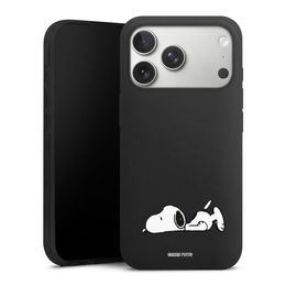 DeinDesign iPhone 17 Pro Max Handy Premium Silikon H&uuml;lle Handyh&uuml;lle schwarz Case Official Licensed Product Snoopy Peanuts Silikon Premium Case
