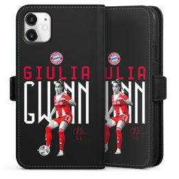DeinDesign iPhone 11 Handy Klapph&uuml;lle Handyh&uuml;lle aus Kunst Leder schwarz Flip Case Fc Bayern M&uuml;nchen Official Licensed Product Giulia Gwinn Sideflip mit Lasche