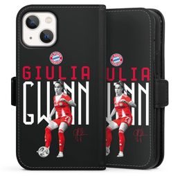 DeinDesign Galaxy A51 Handy Klapph&uuml;lle Handyh&uuml;lle aus Kunst Leder schwarz Flip Case Fc Bayern M&uuml;nchen Official Licensed Product Giulia Gwinn Sideflip mit Lasche