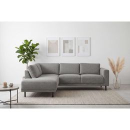 Ecksofa Home Affaire "Sveeva, L-Form, B.240 cm, schwarze Metallf&uuml;&szlig;e", taupe, B:240cm H:78cm T:197cm, 100% PES, Sofas, Ecksofa, langlebiger Webstoff, mit Wellenunterfederung, viele Farben