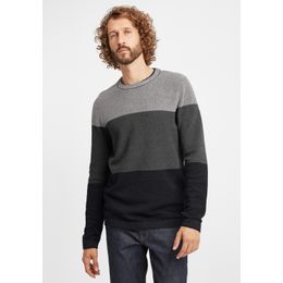 Blend Herren Strickpullover "BHSabino", schwarz, Gr. S, gestreift, Feinstrick, 100% Baumwolle, Pullover, Strickpullover aus Feinstrick